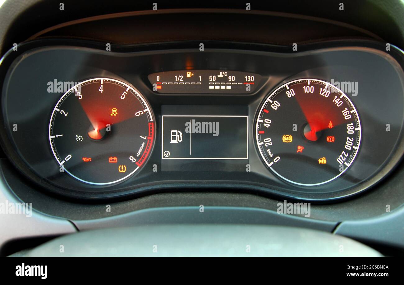 car instruments panel, car illuminated dashboard, illuminated ...