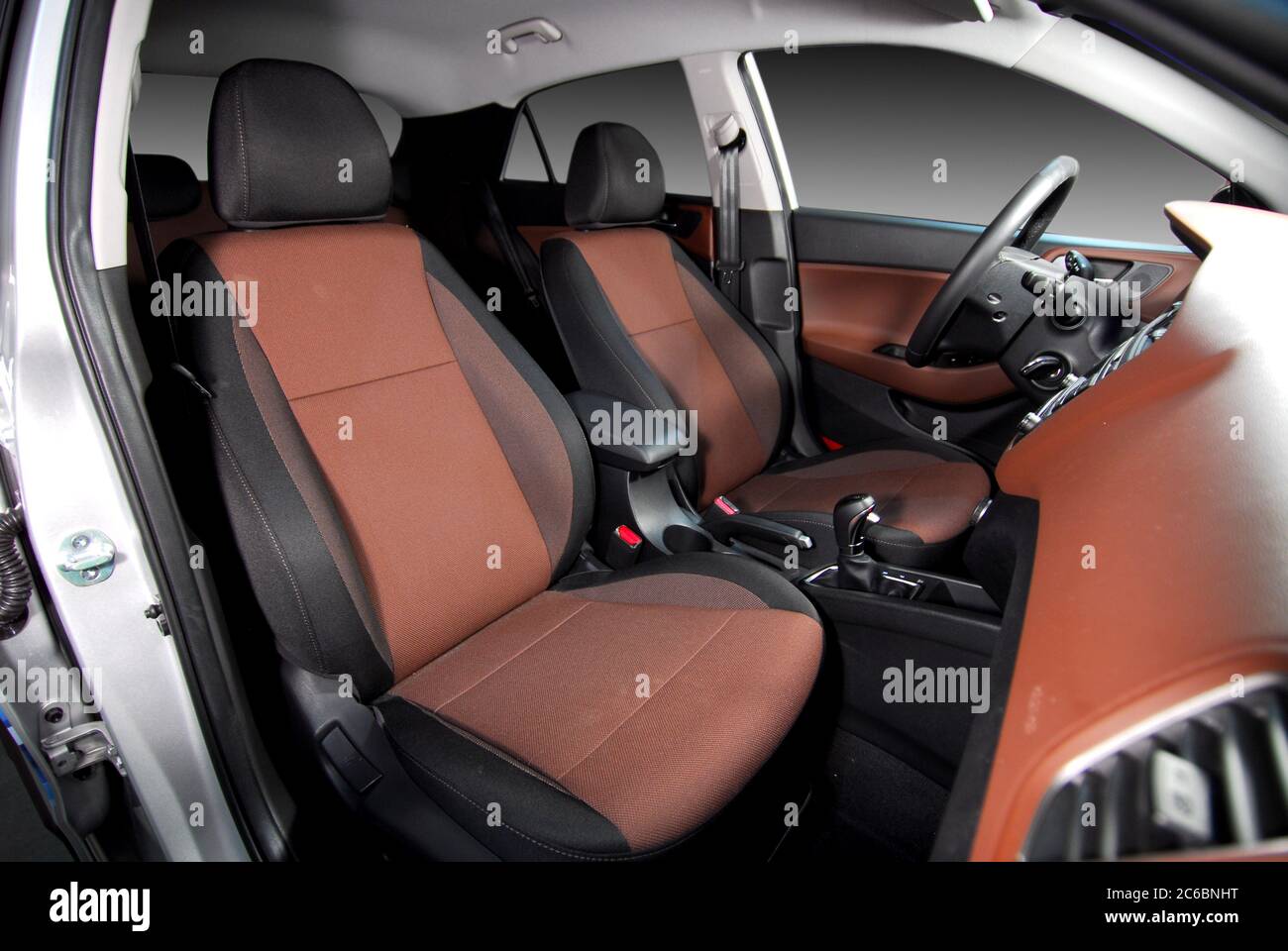 Front car seats, Front seats of a modern passenger car Stock Photo - Alamy