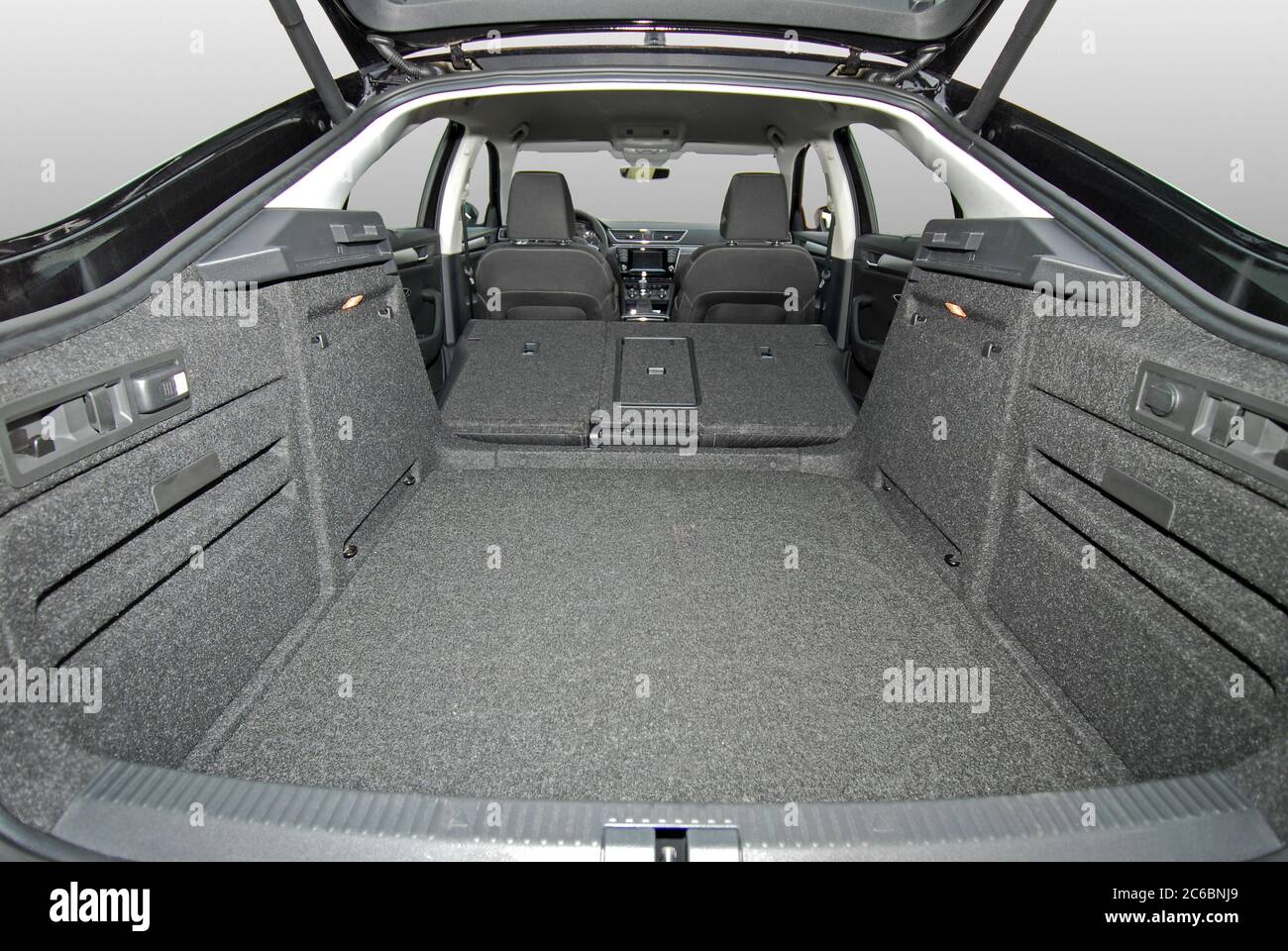 empty car trunk with folded seats, Empty trunk of the large car Stock ...
