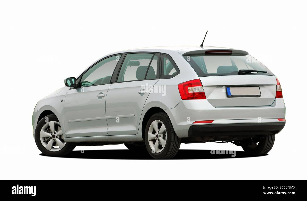 car rear view, passenger car on white background Stock Photo - Alamy