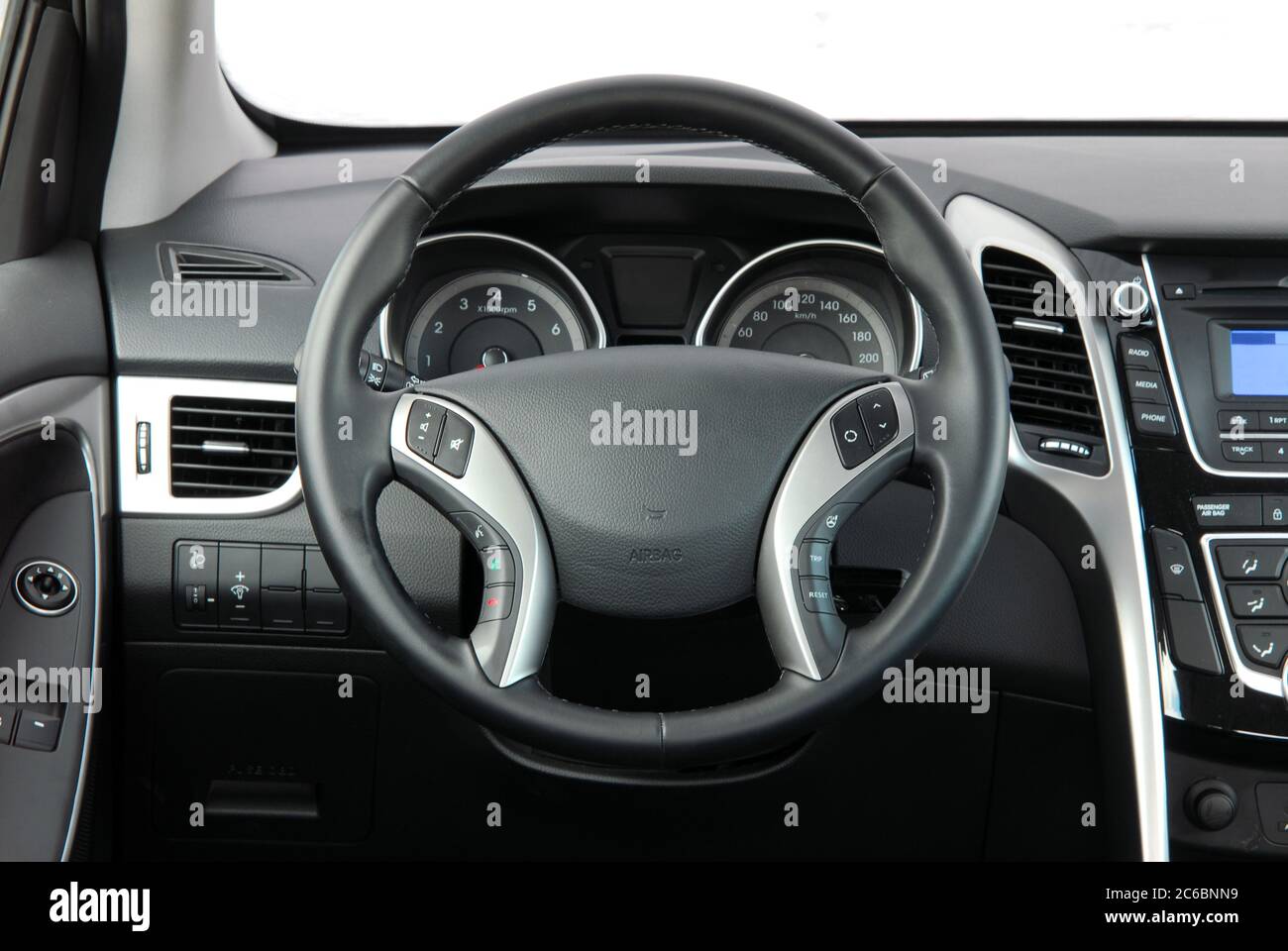 steering wheel steering wheel in the new modern car Stock Photo - Alamy