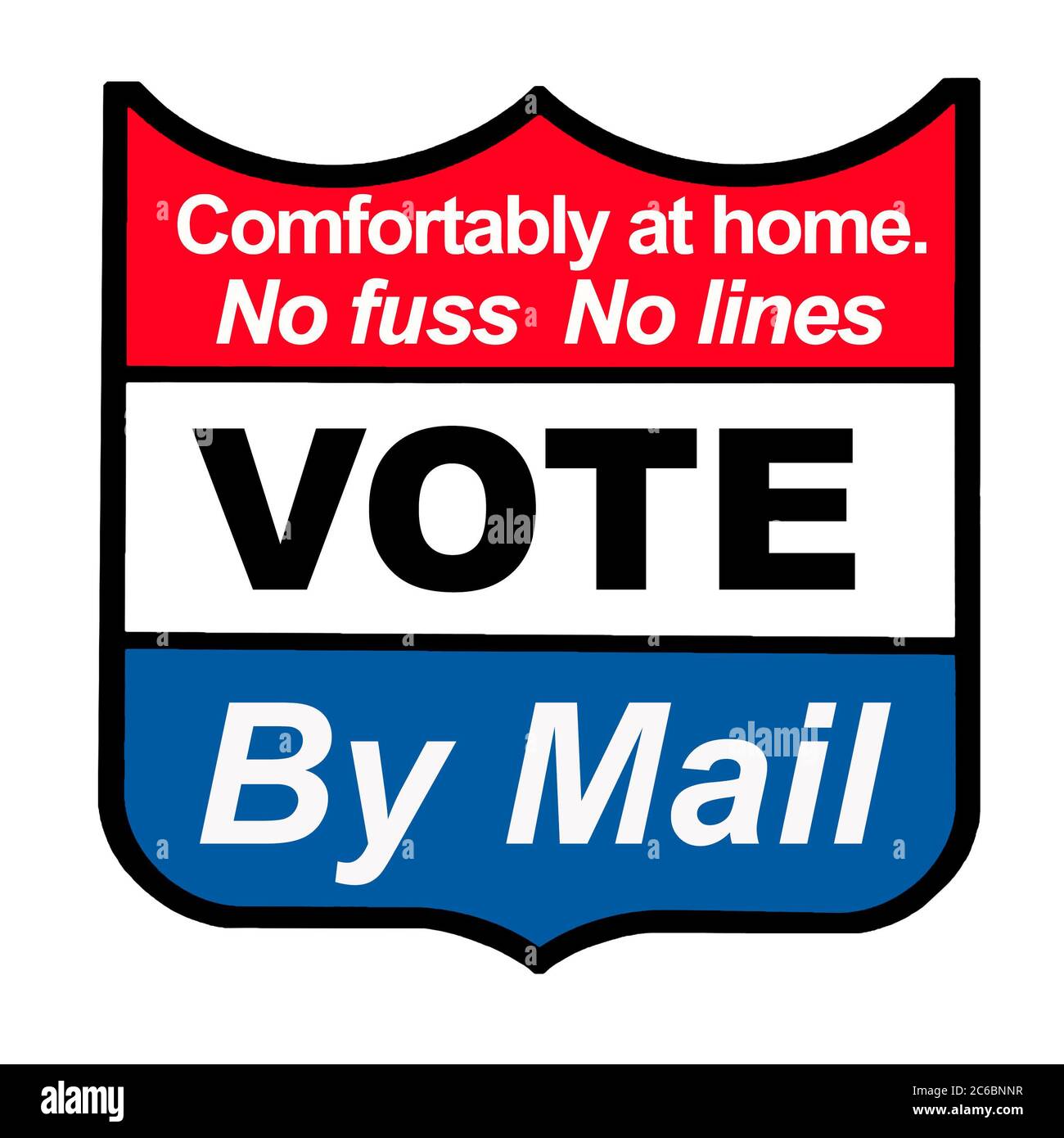 Emblem promotes voting by mail emphasizing advantages or benefits Stock ...