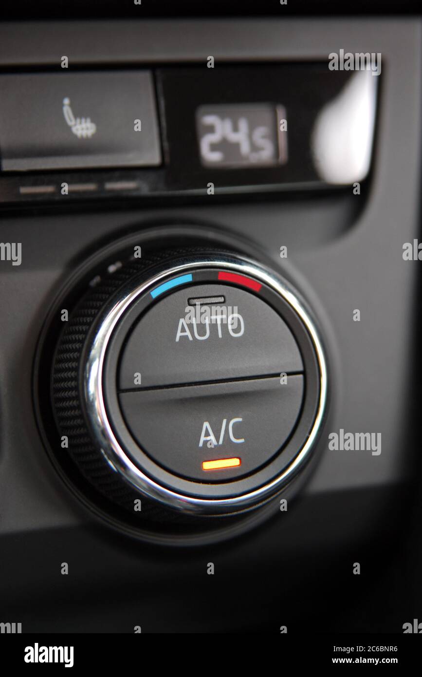 manual switches the air conditioning on the dashboard of the car Stock ...