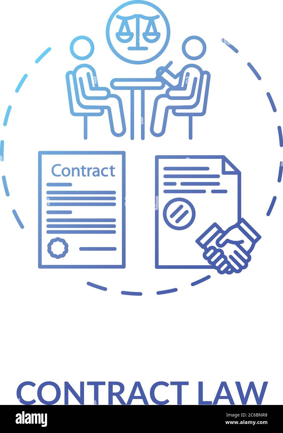 Contract law concept icon. Official document signing. Notary service ...
