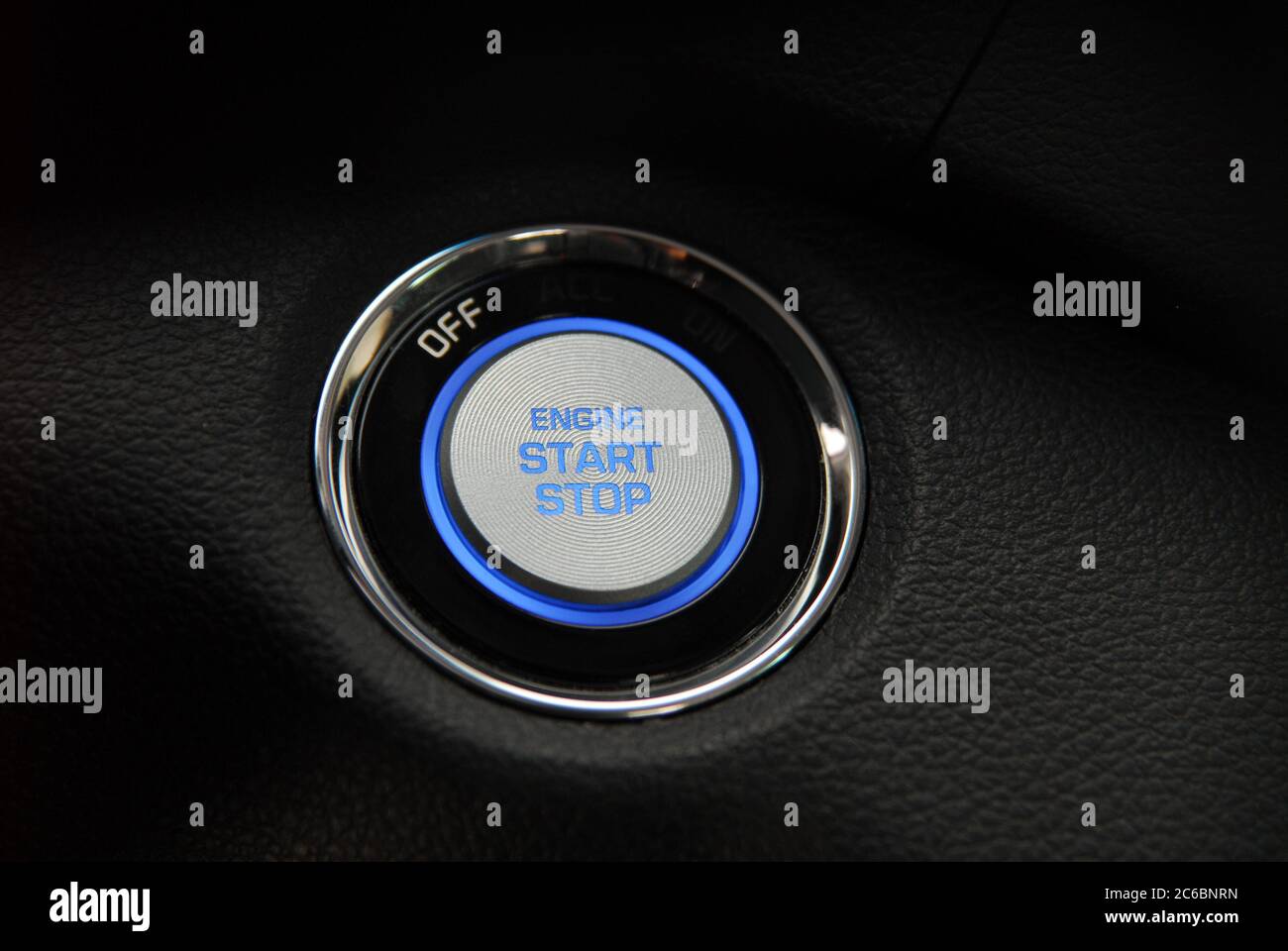 Start stop engine button on a modern car dashboard, Car engine start ...