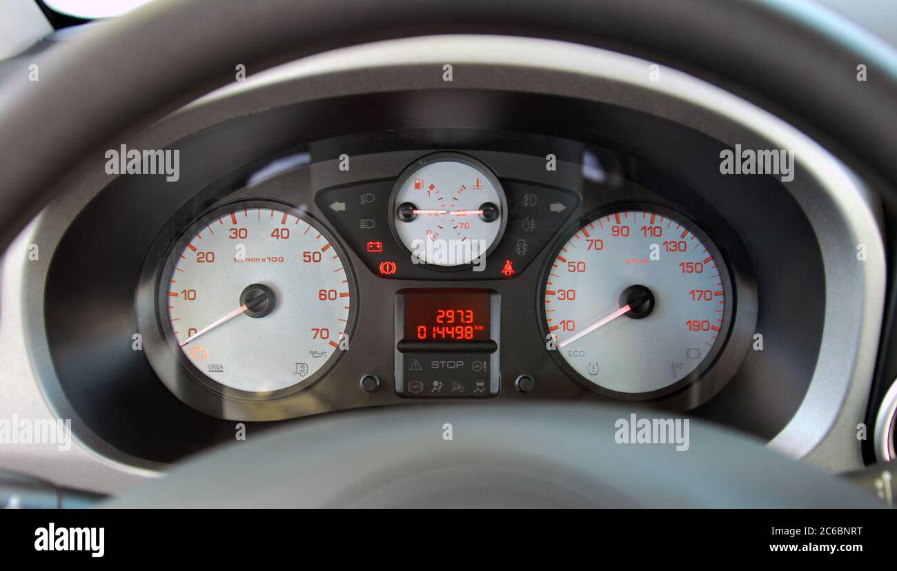 car illuminated dashboard, Modern car illuminated dashboard closeup ...