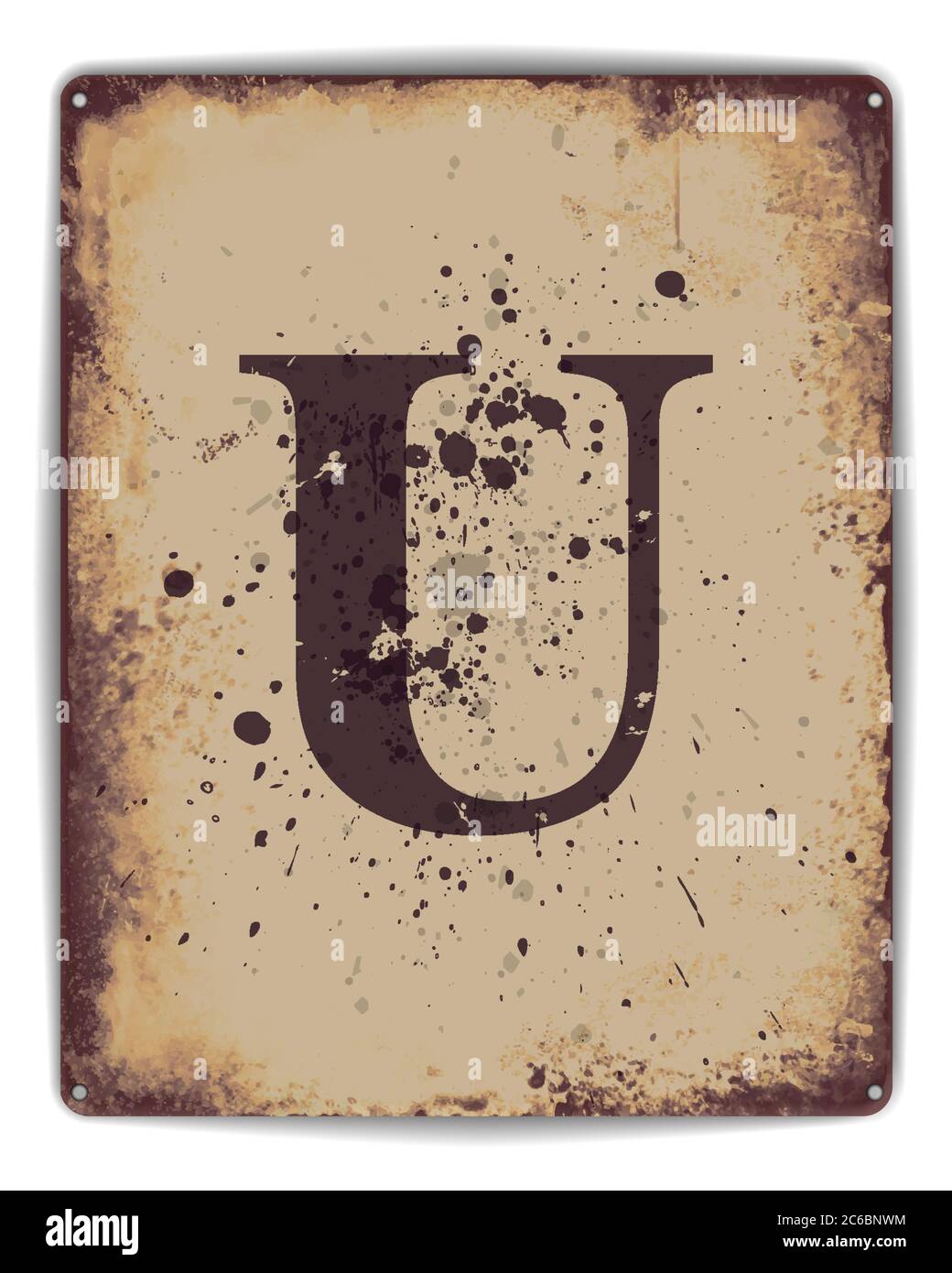 Retro tin plate style poster with capital letter U monogram. EPS10 ...