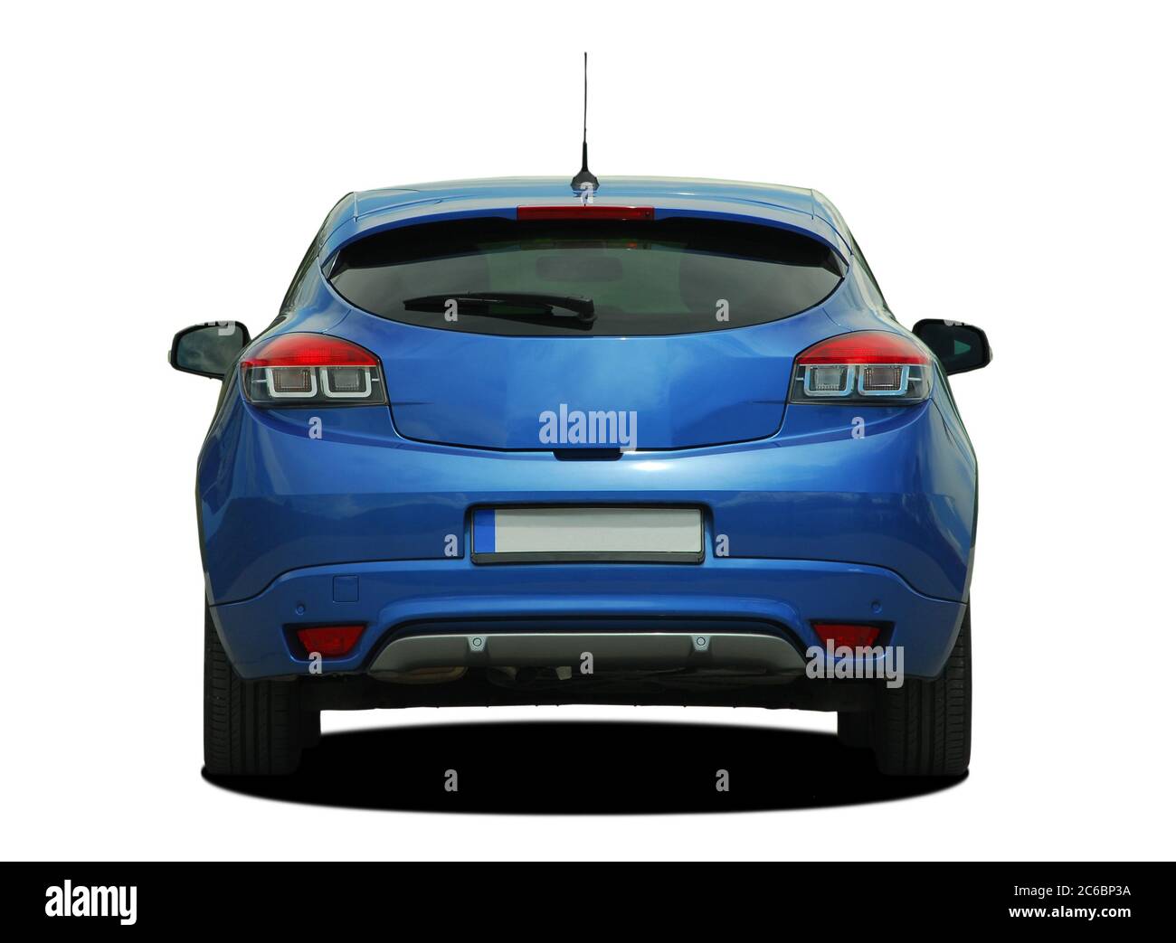 blue car back view, blue sports car on a white background Stock Photo ...