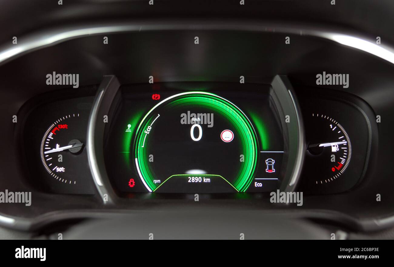 car instruments panel, car illuminated dashboard, illuminated ...