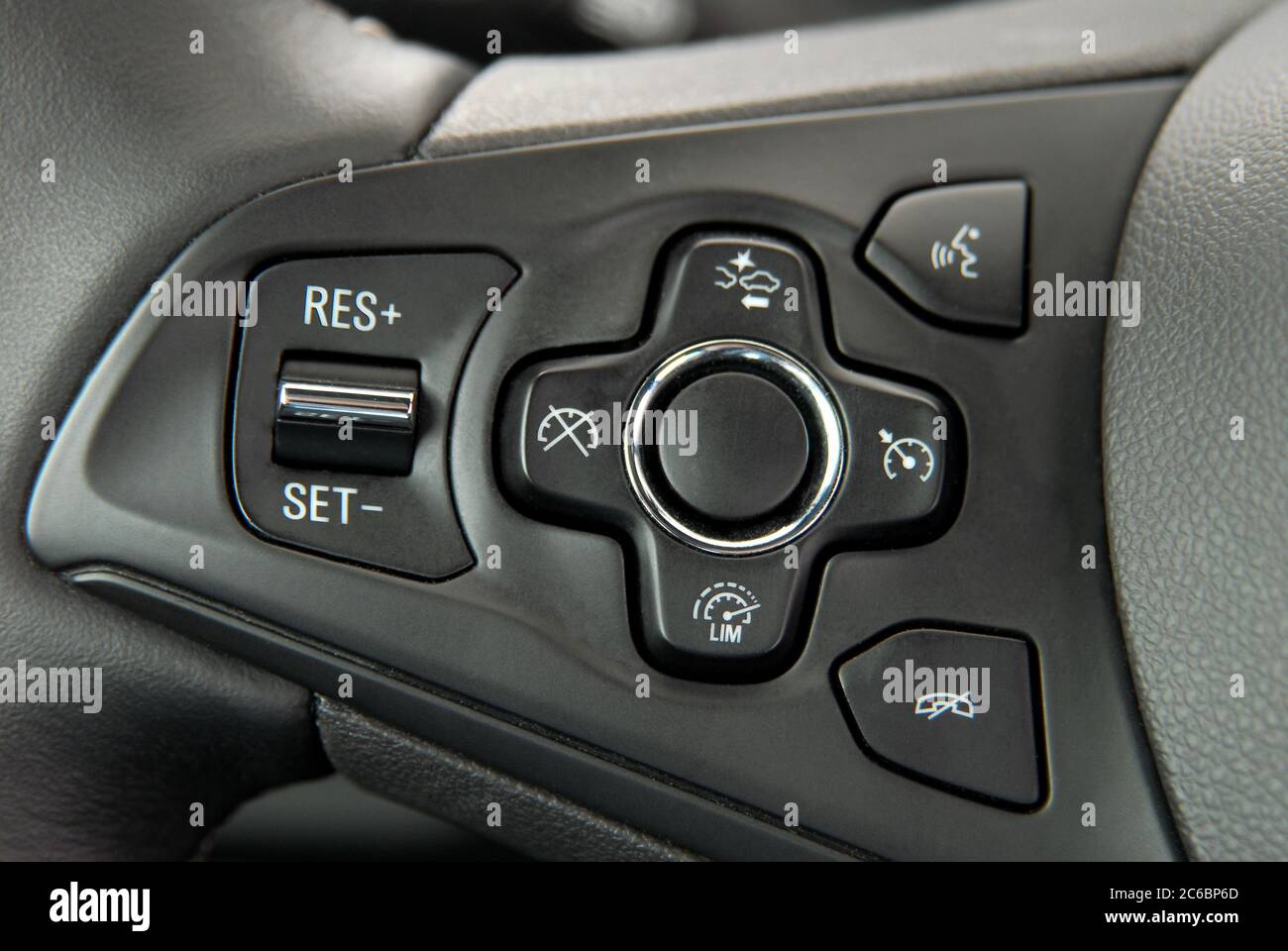 steering wheel button, detail on the steering wheel with controls Stock ...