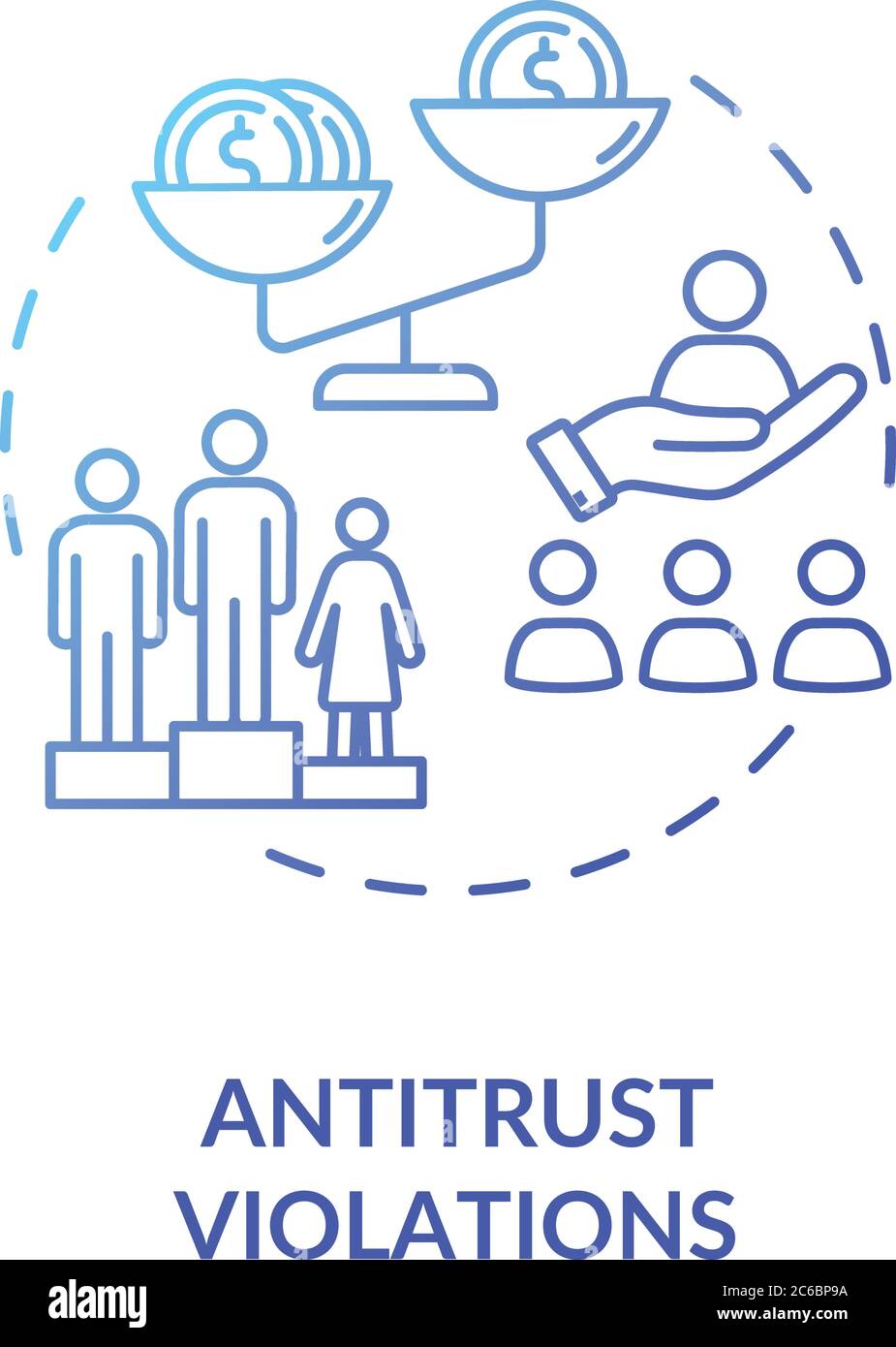 Antitrust violations concept icon. Anti competitive regulation. US ...