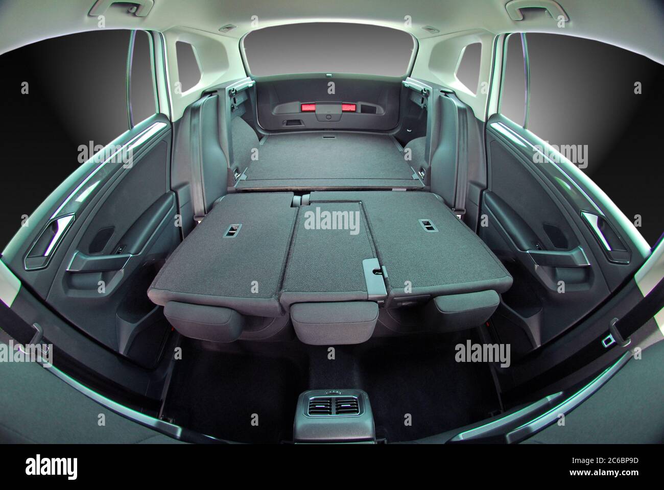 car trunk from inside, car trunk with rear seats folded Stock Photo - Alamy