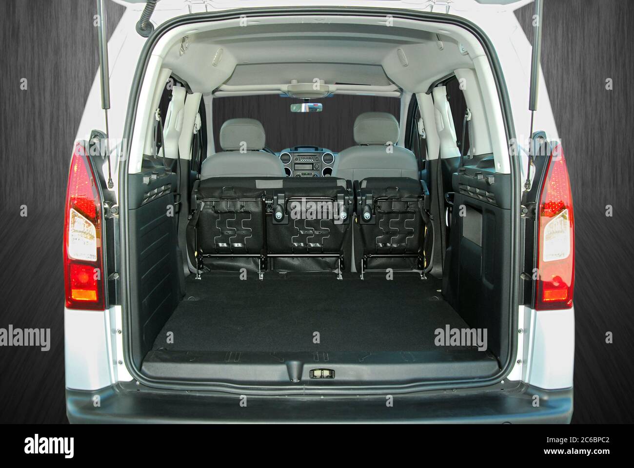 passenger car trunk with rear seats folded Stock Photo - Alamy