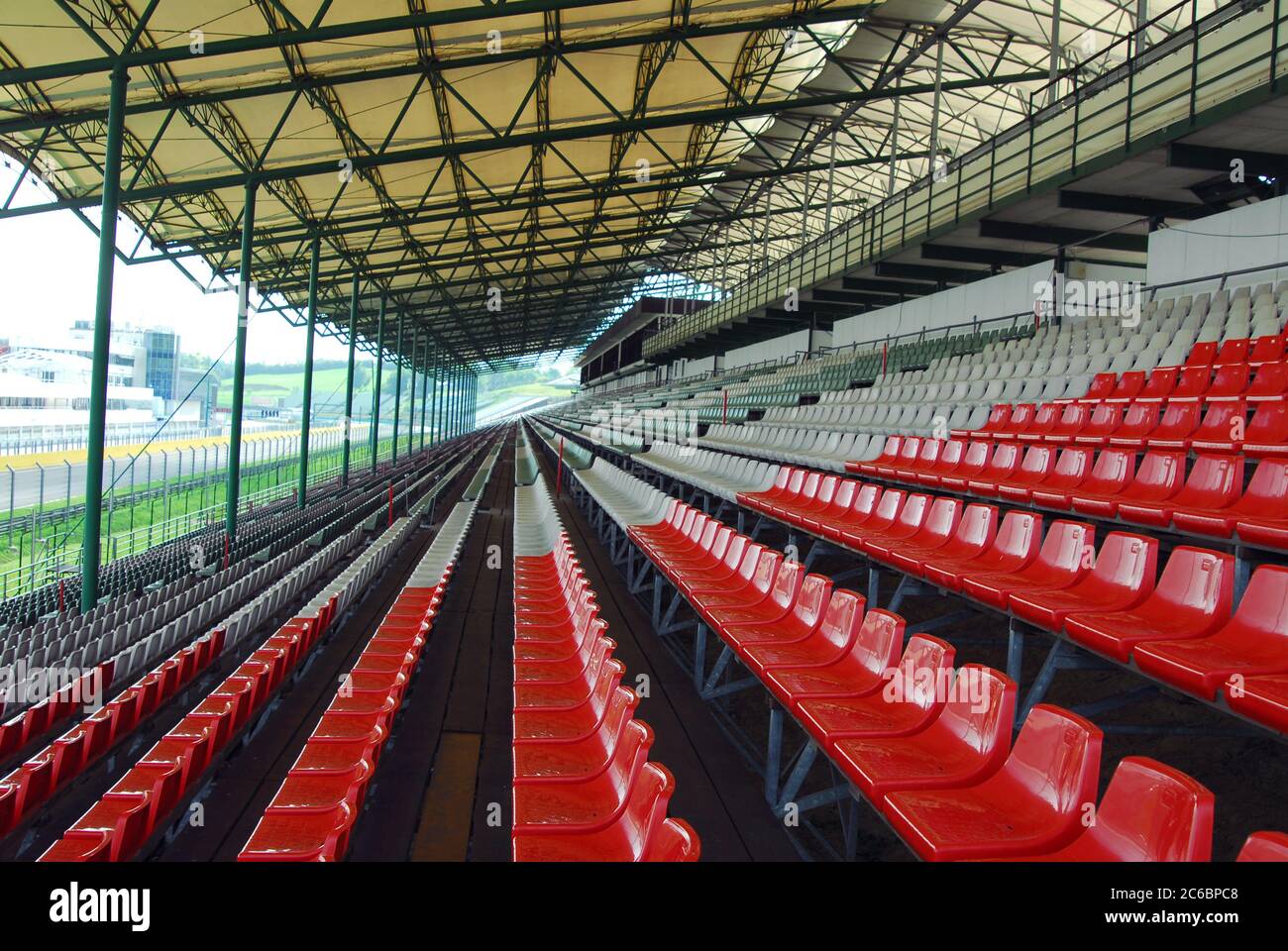 seats on the race track, Seats for spectators for racing cars Stock ...