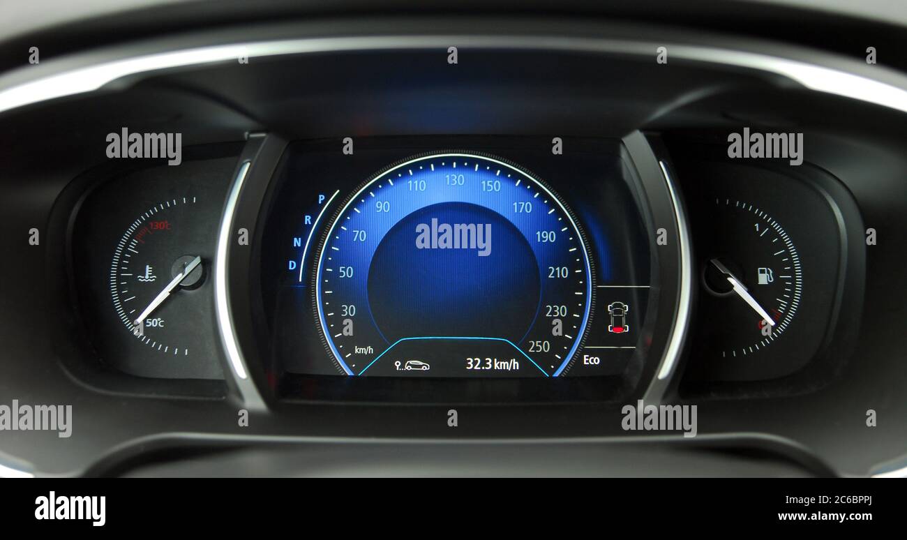 car instruments panel, car illuminated dashboard, illuminated ...
