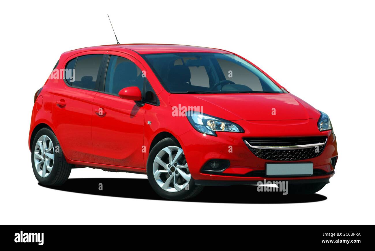 red passenger car, red passenger car on a white background Stock Photo ...