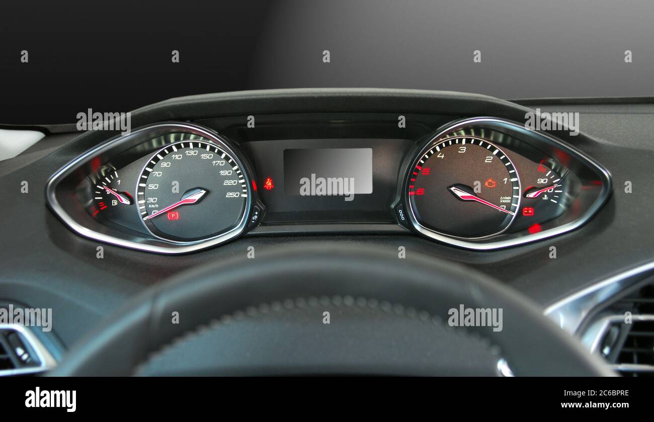 car instruments panel, car illuminated dashboard, illuminated ...
