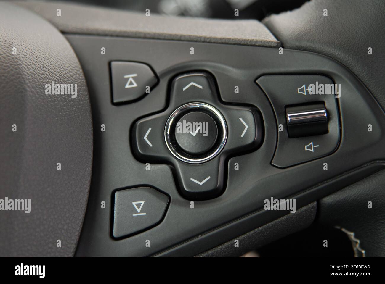 steering wheel button, detail on the steering wheel with controls Stock ...