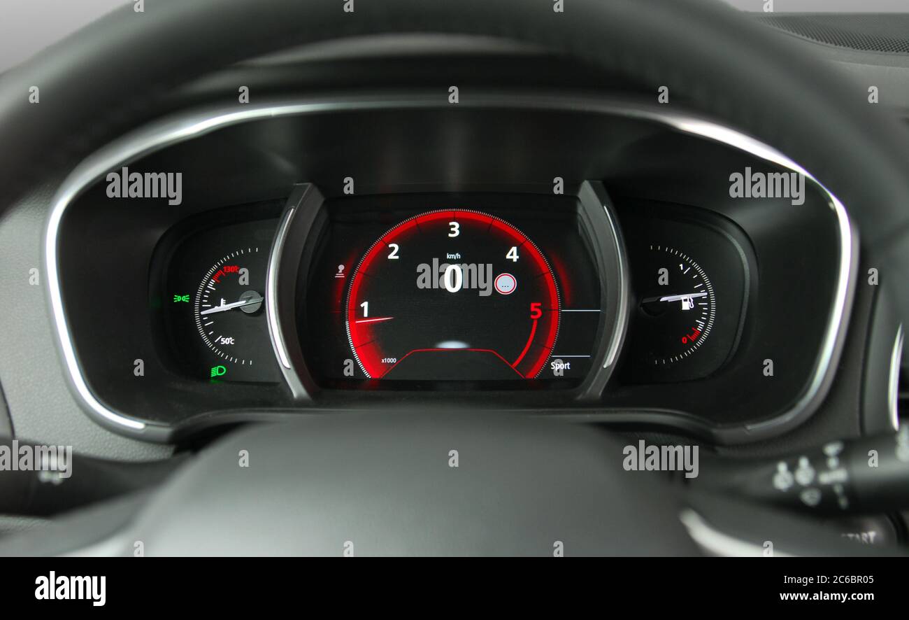 car instruments panel, car illuminated dashboard, illuminated ...