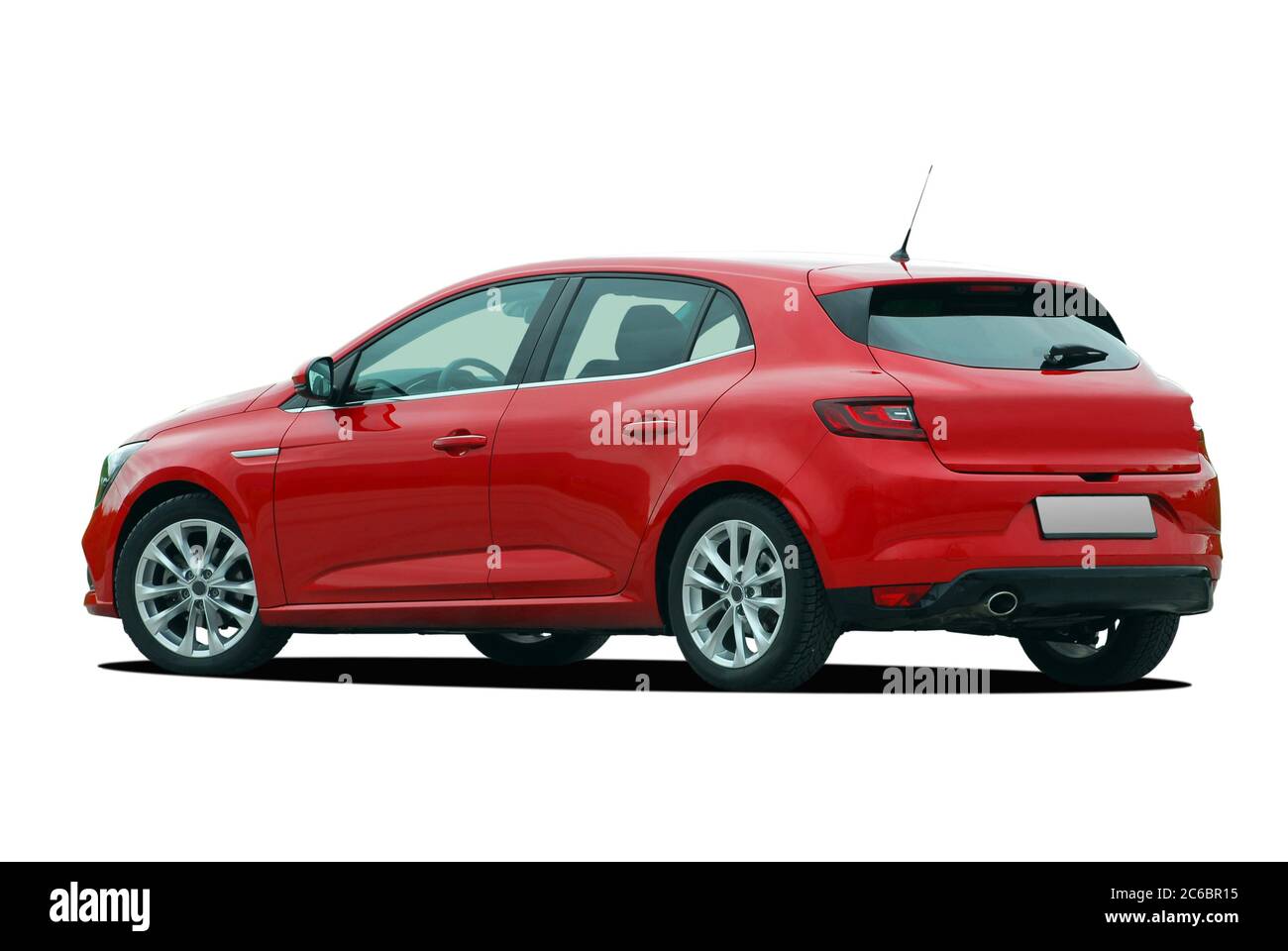 red passenger car, red passenger car on a white background Stock Photo ...