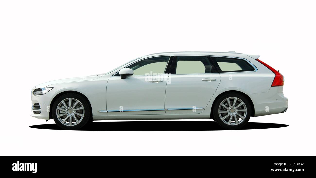 large white station wagon isolated on white background Stock Photo - Alamy