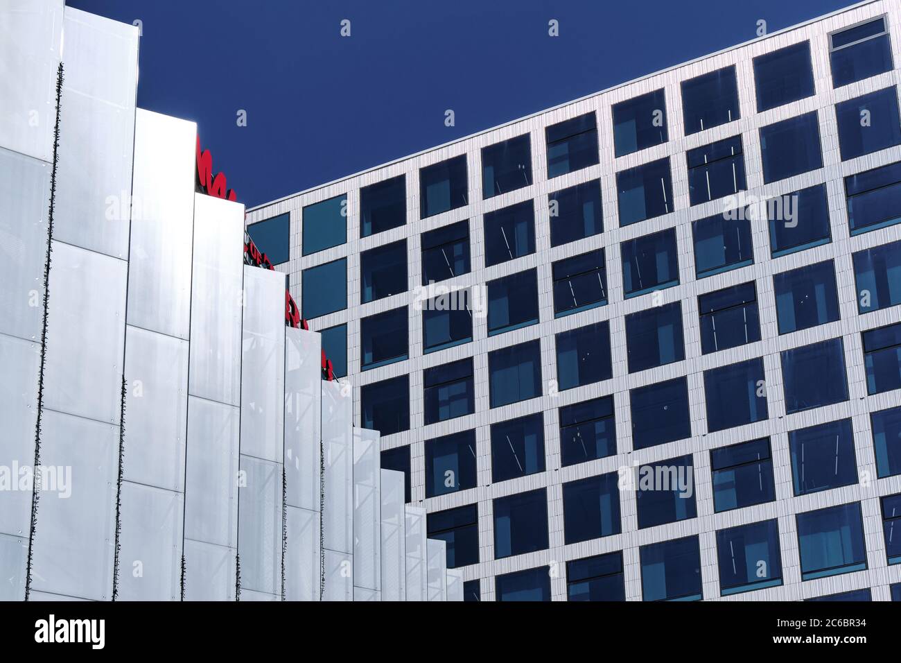 Helsinki, Finland - June 12, 2020: the facade of a brand new building ...