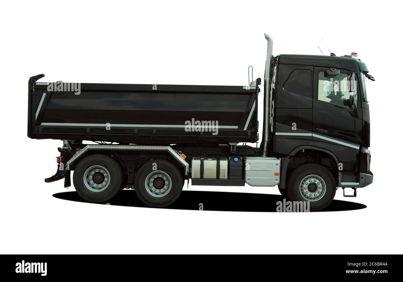 Tipper dump truck, Large tipper on a white background Stock Photo - Alamy