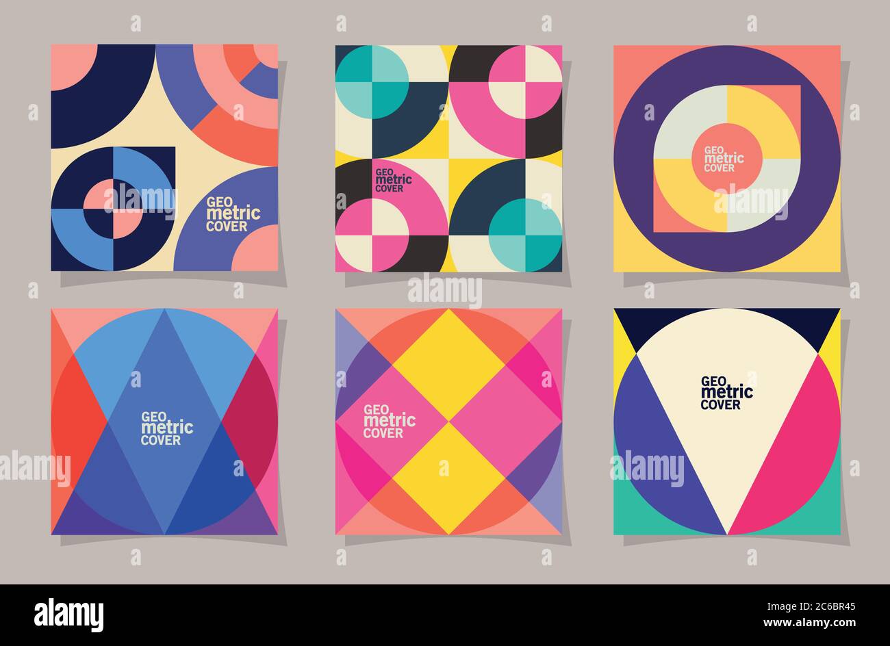 geometric vintage cover and multicolored frames set design, shape and ...