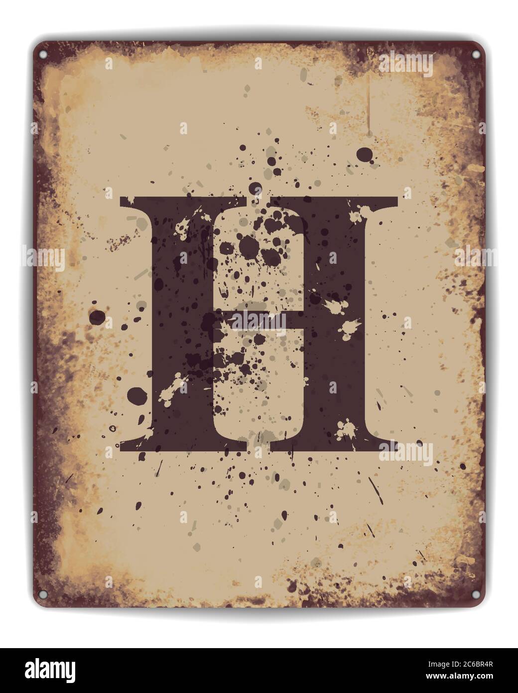 Retro tin plate style poster with capital letter H monogram. EPS10 ...