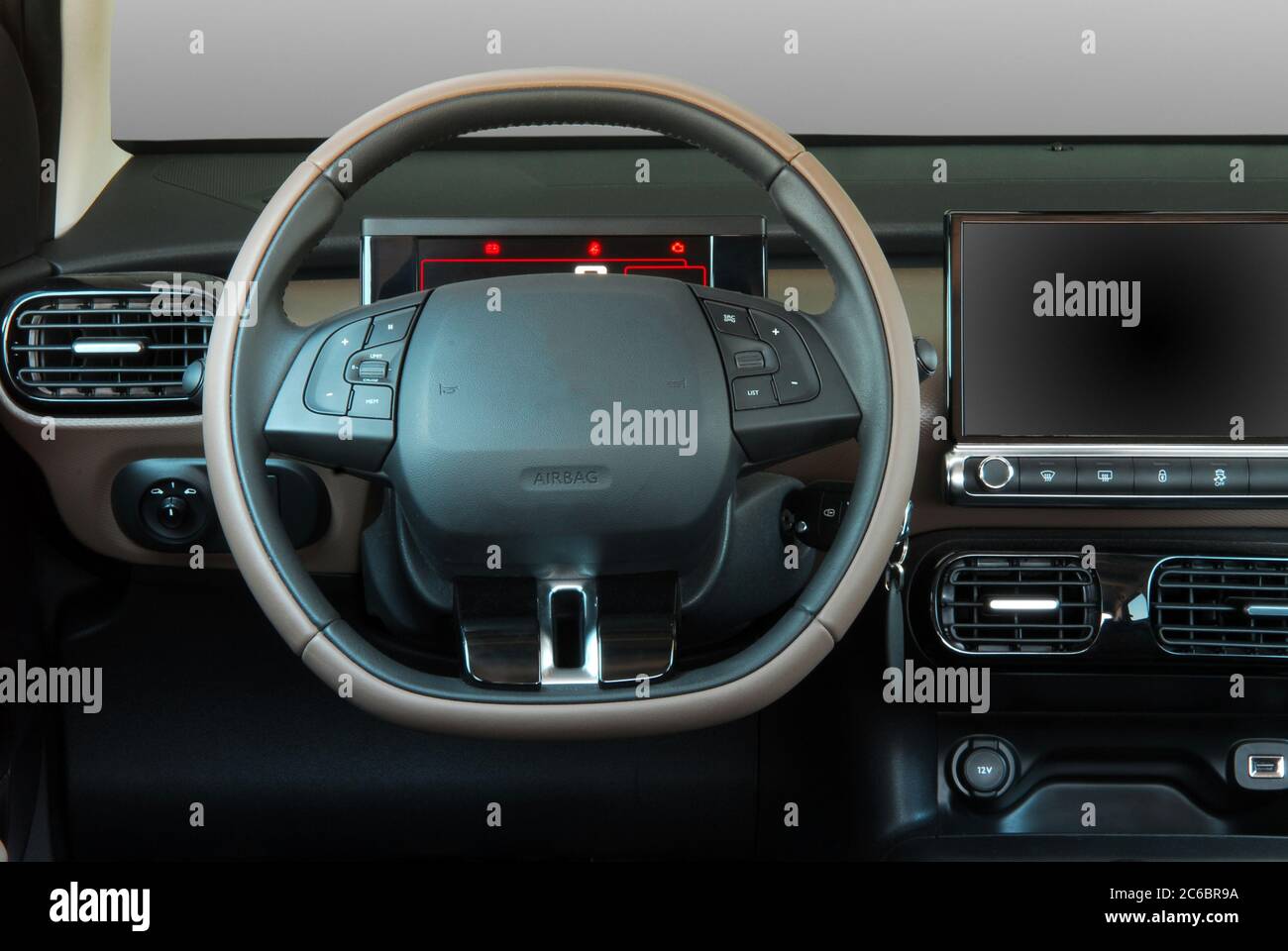 steering wheel steering wheel in the new modern car Stock Photo - Alamy