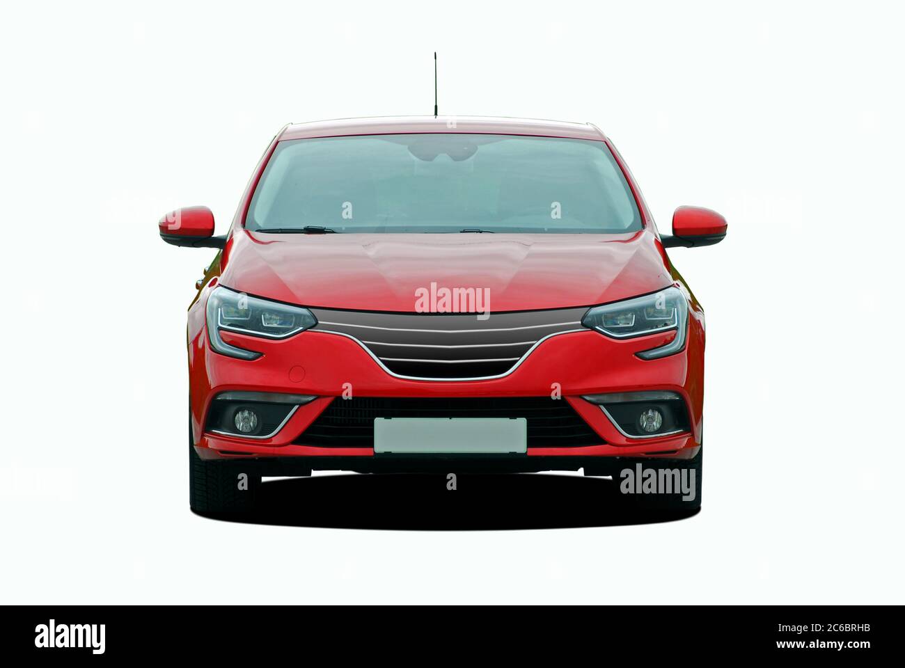 red passenger car, red passenger car on a white background Stock Photo ...