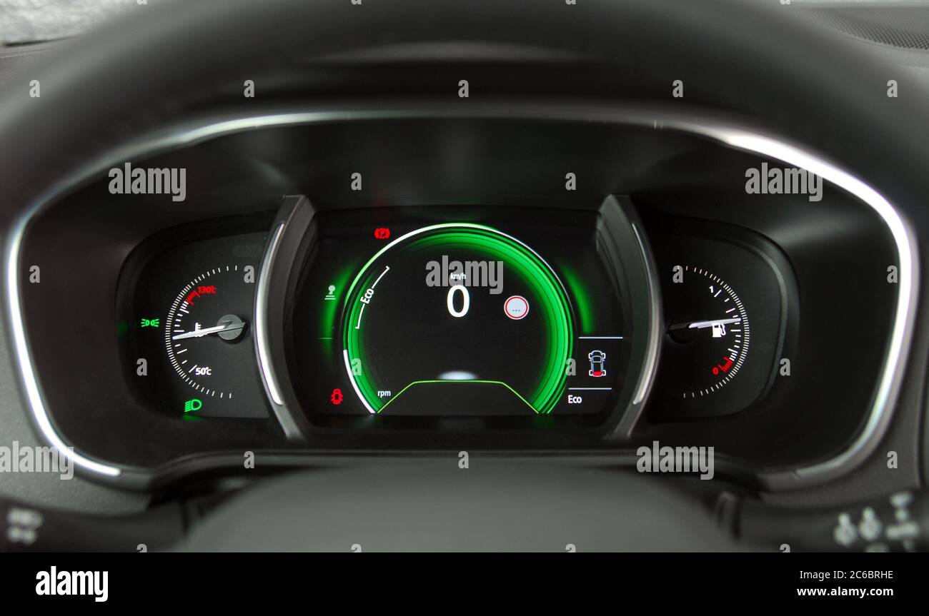 car instruments panel, car illuminated dashboard, illuminated ...