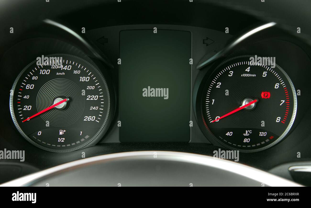 car instruments panel, car illuminated dashboard, illuminated ...