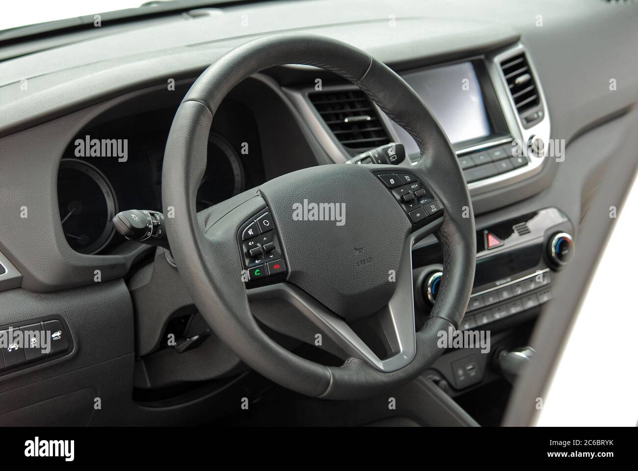 steering wheel steering wheel in the new modern car Stock Photo - Alamy
