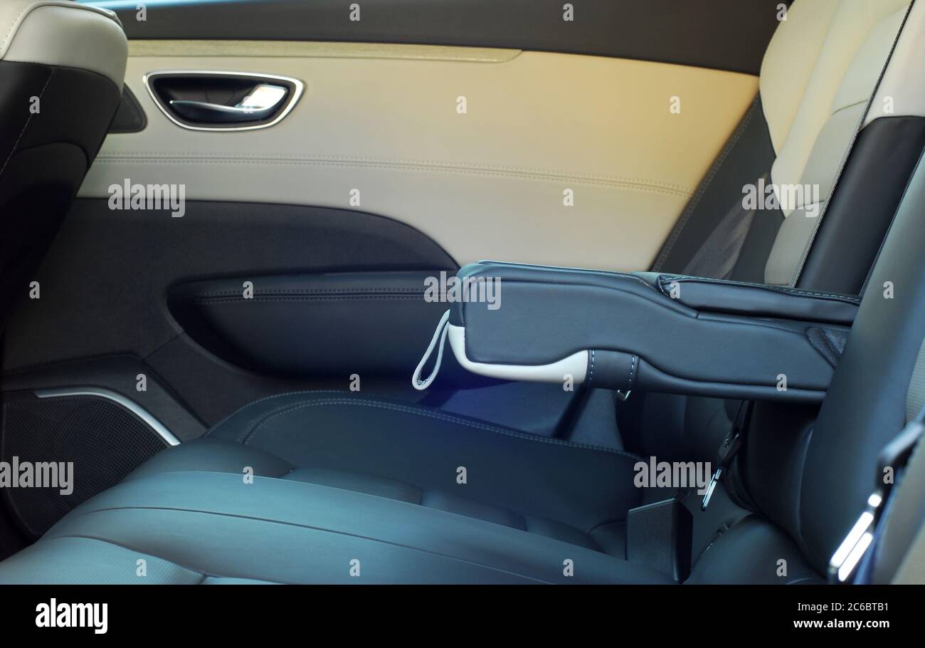 armrest in the car, detail in the interior of the modern car Stock ...