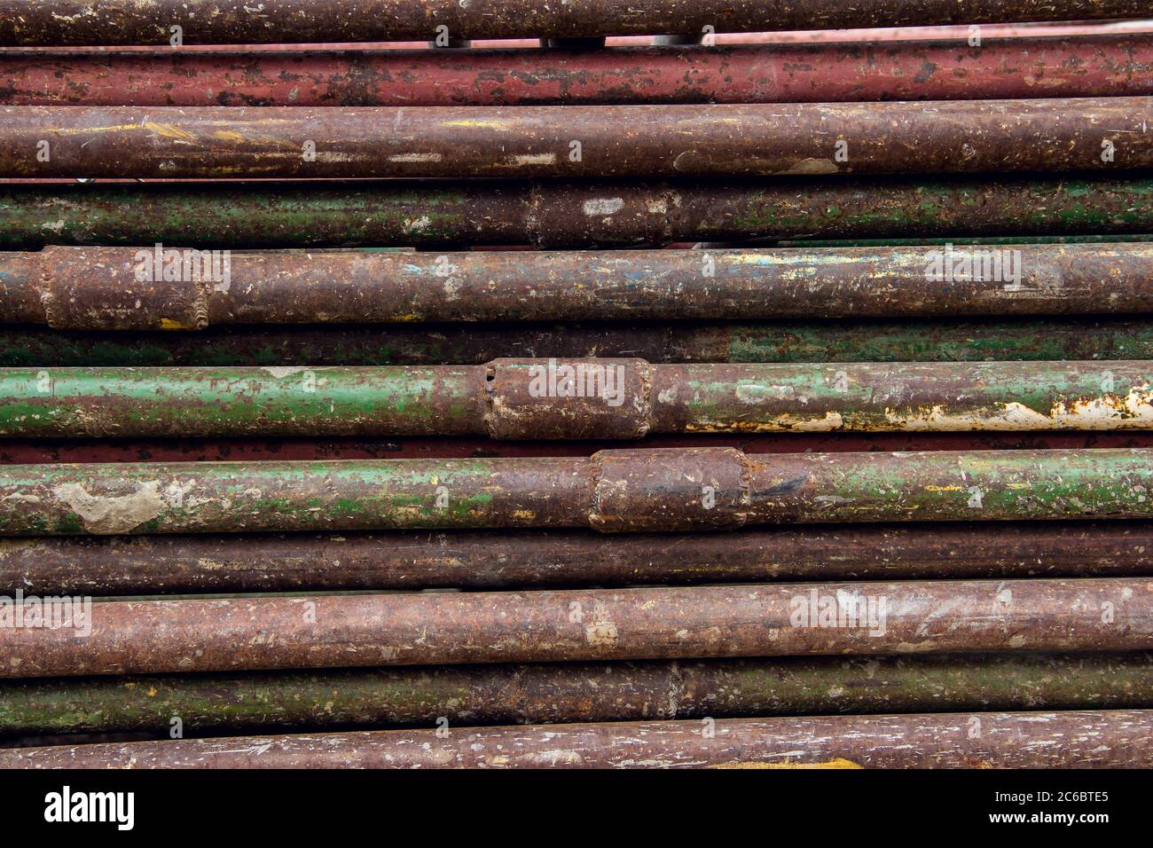 Scaffolding stacked with a stack for storage. Equipment for high ...