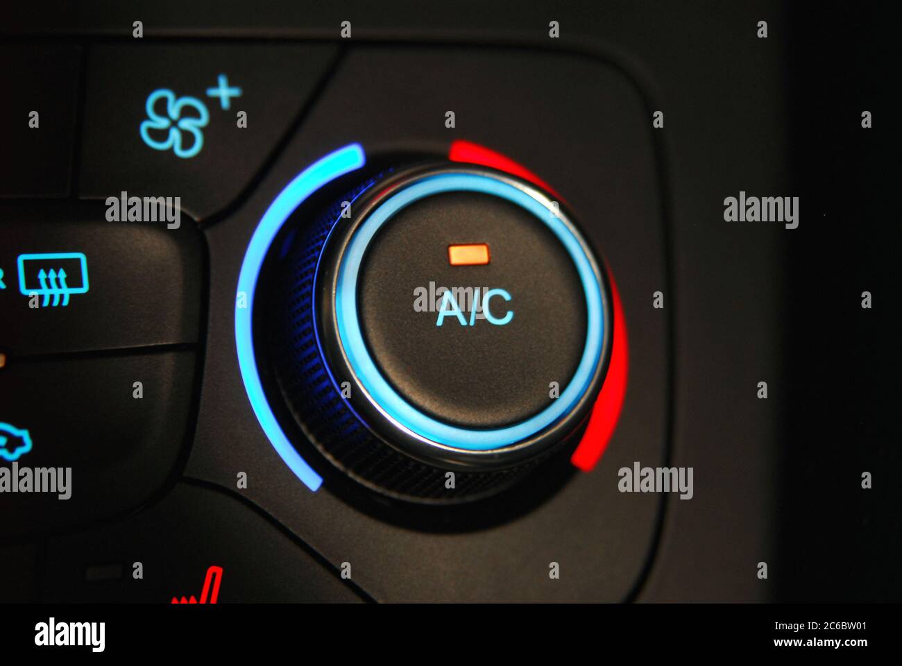 Manual switches the air conditioning on the dashboard of the car Stock ...