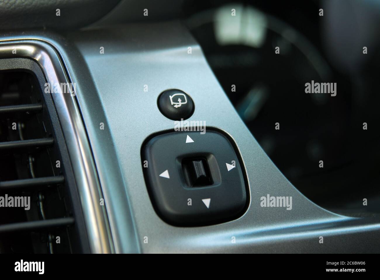 Side mirror switch control. Car interior detail Stock Photo - Alamy