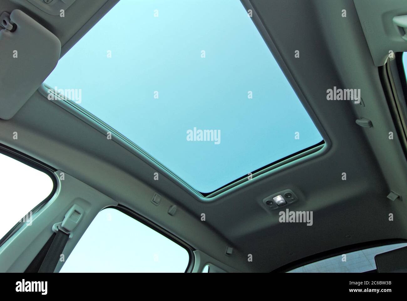 Panoramic sunroof in a passenger car Stock Photo - Alamy