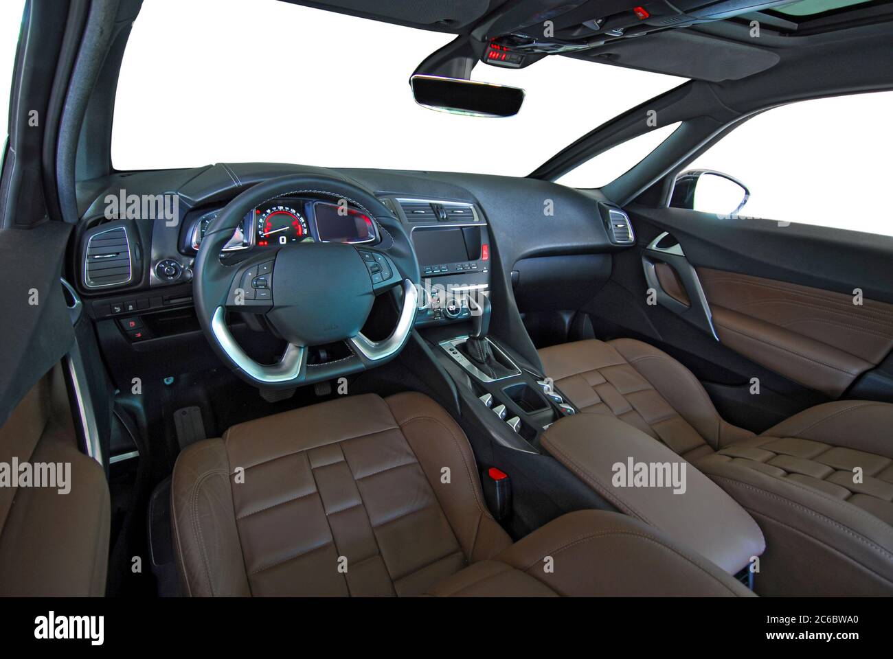 Car interior. The inside of the car. Dashboard of a modern car Stock ...