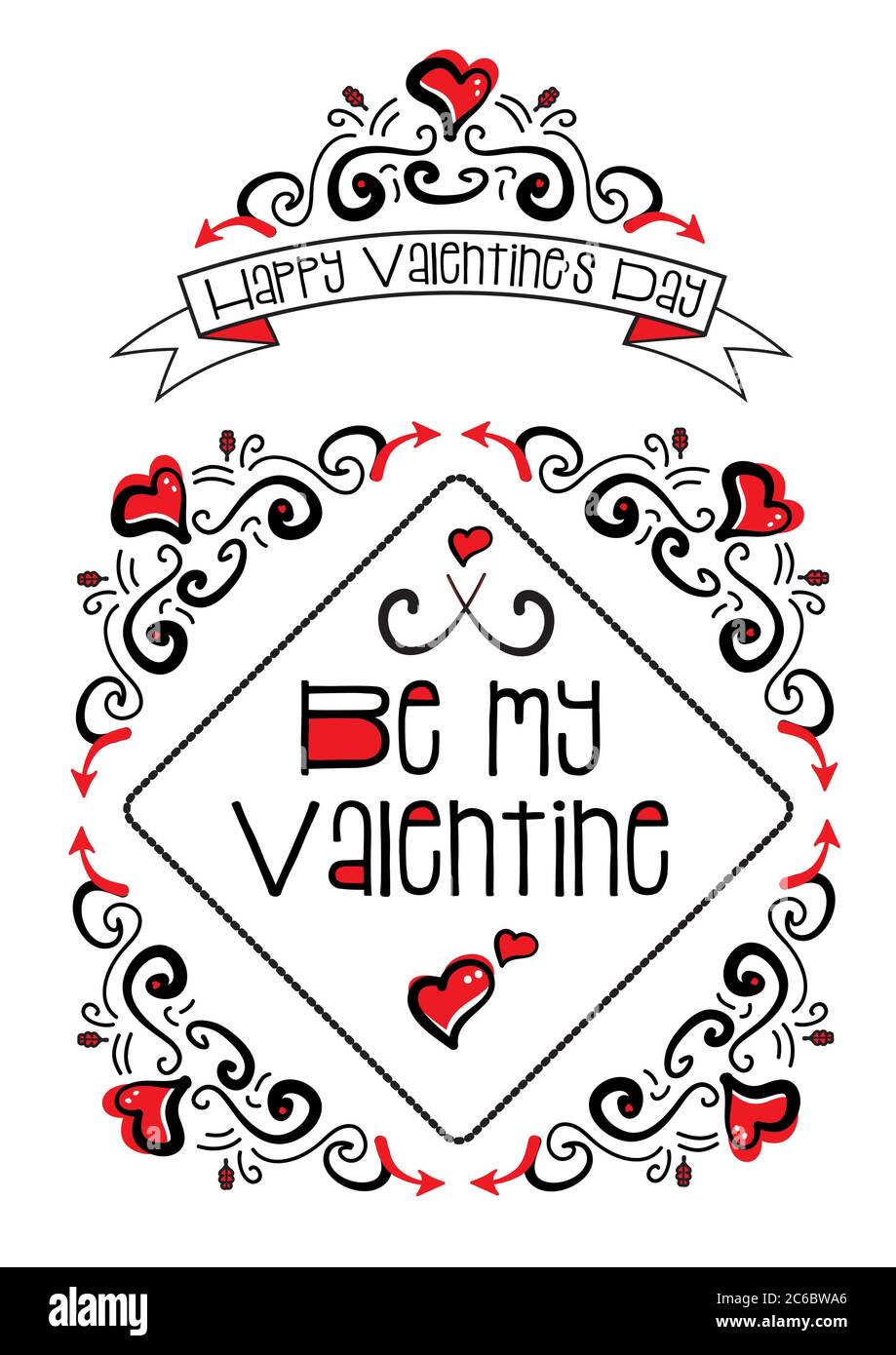 Happy Valentine's Day hand drawn doodles and frame. EPS10 vector format ...