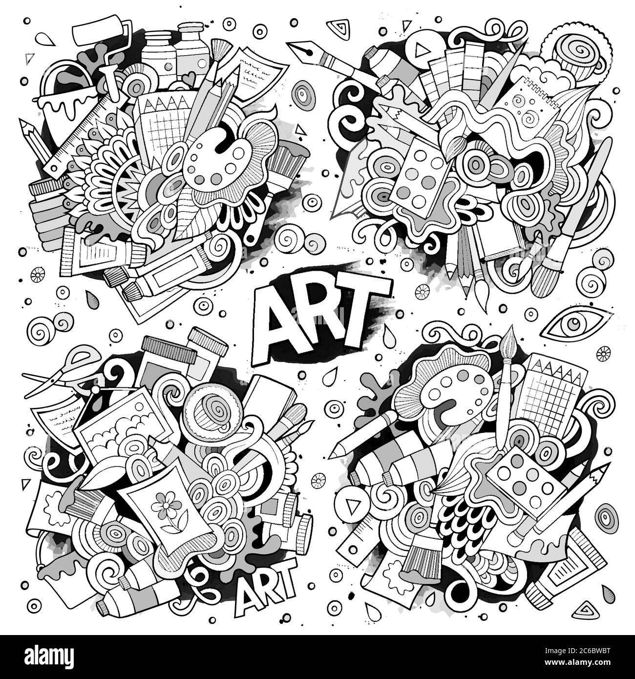 Art and paint materials doodles hand drawn vector designs Stock Vector ...
