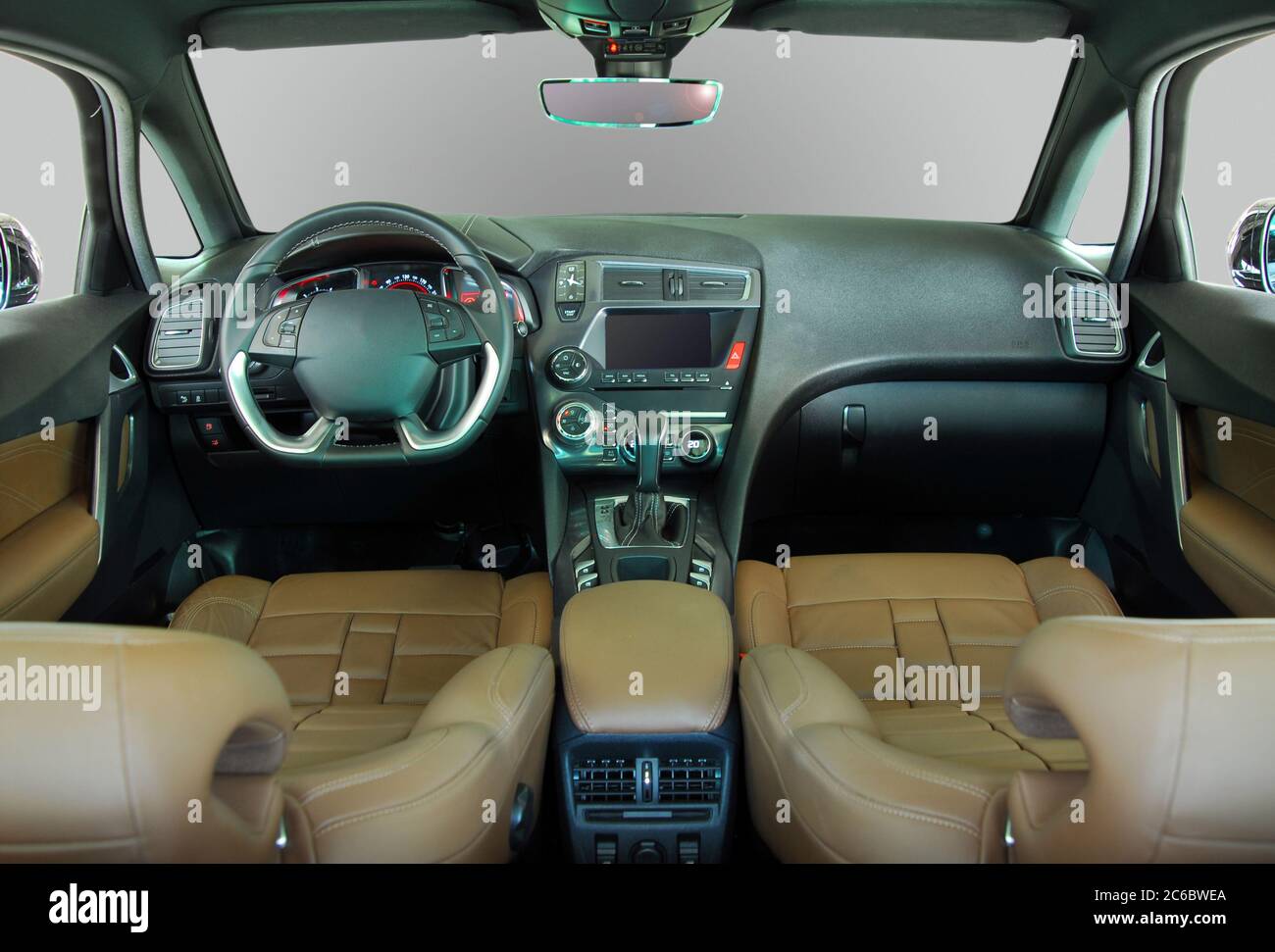 Car interior. The inside of the car. Dashboard of a modern car Stock ...