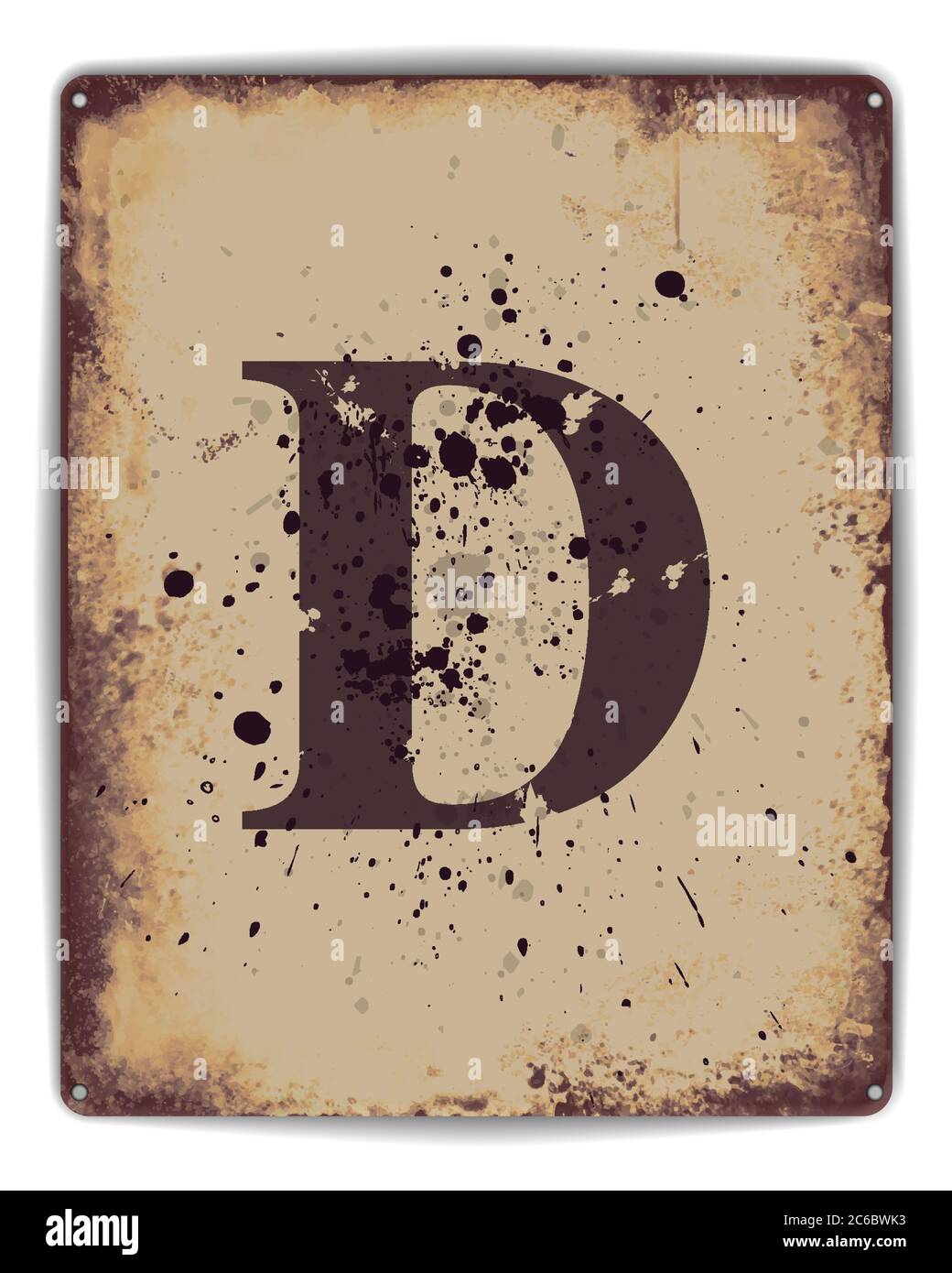 Retro tin plate style poster with capital letter D monogram. EPS10 ...