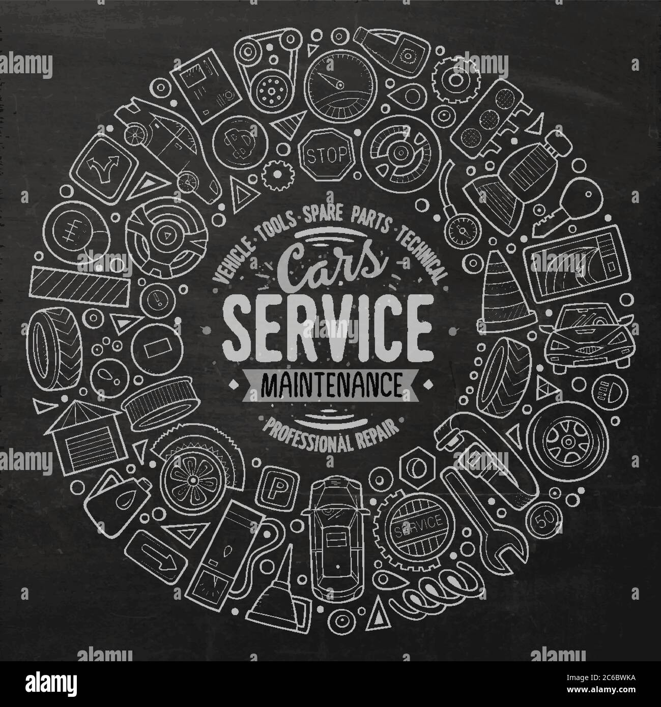 Vector set of Automotive cartoon doodle objects Stock Vector Image ...