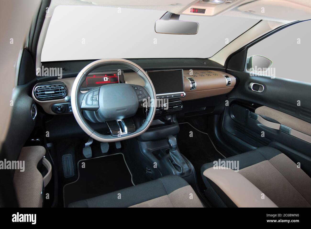 Car interior. The inside of the car. Dashboard of a modern car Stock ...