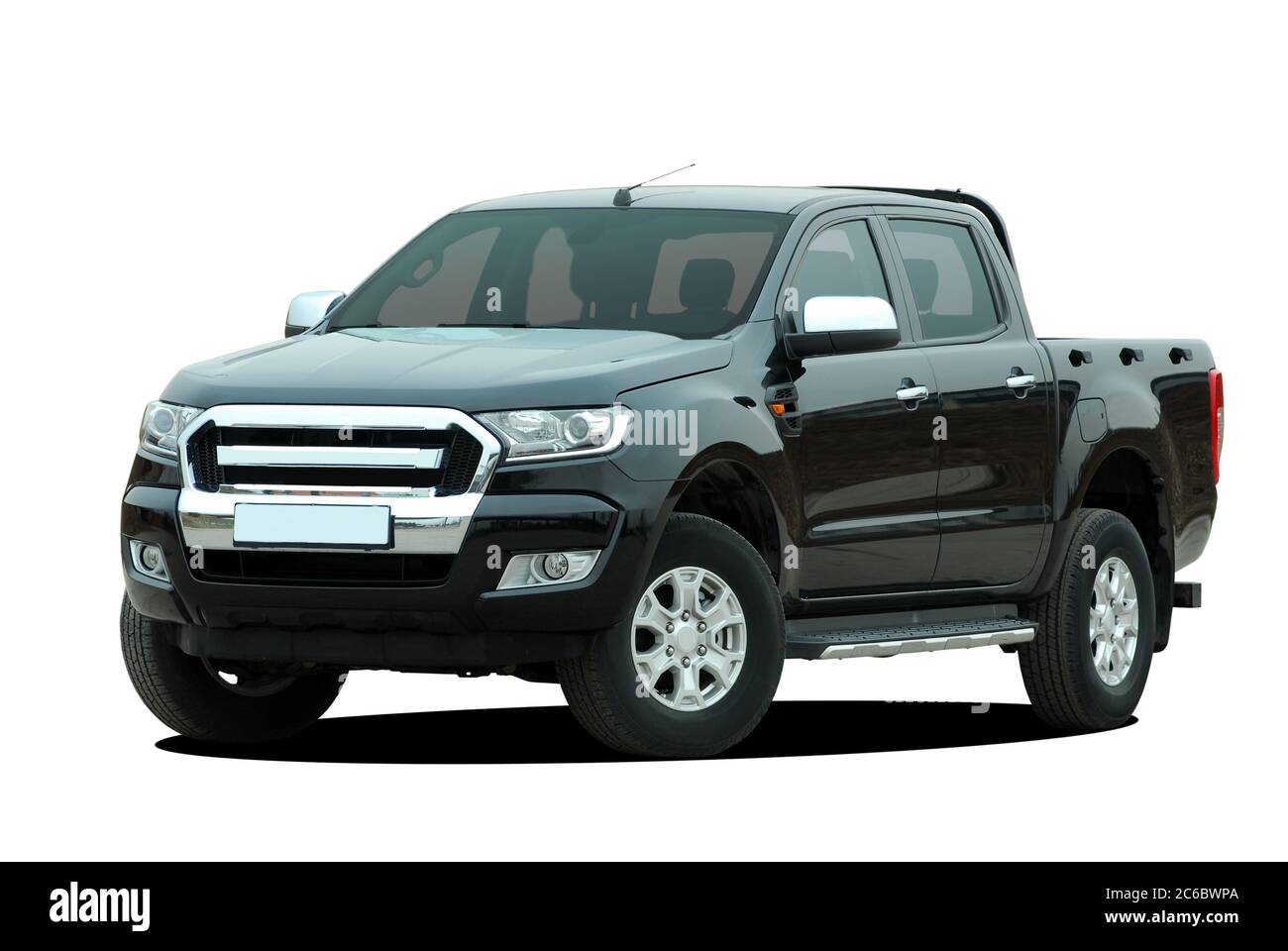 Black pick-up on a white background Stock Photo - Alamy
