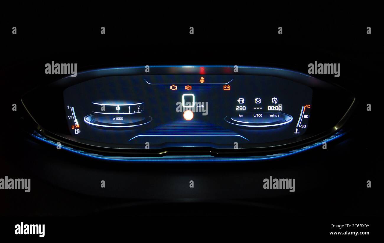 illuminated instrument panel with the passenger car Stock Photo - Alamy