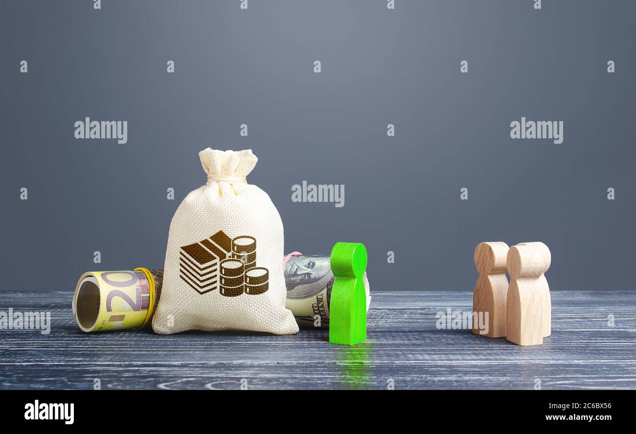 People appeal to a wealthy person. Seeking help and financial support ...