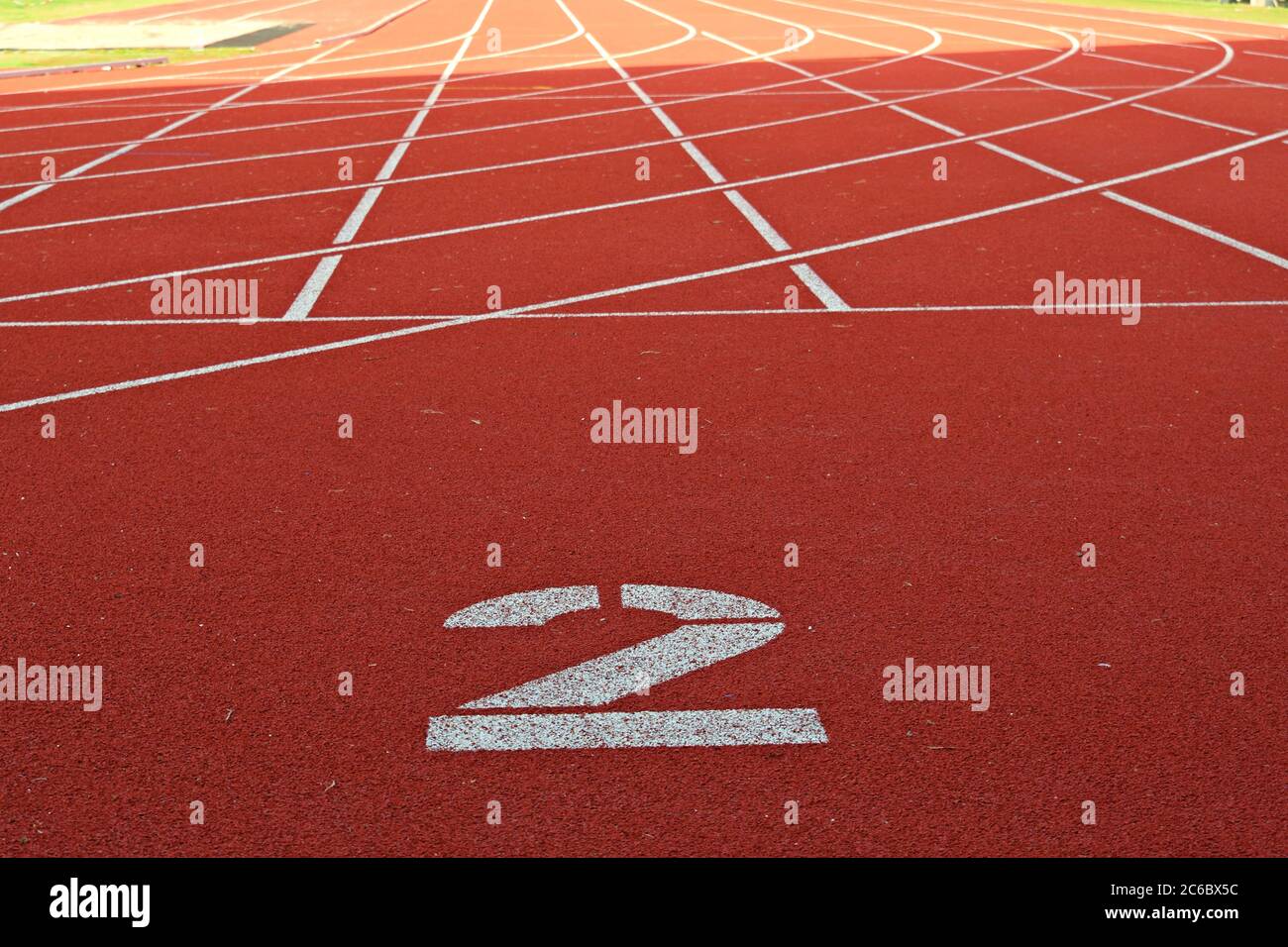 lane number two for sprinters in an athletics stadium in Florence ...